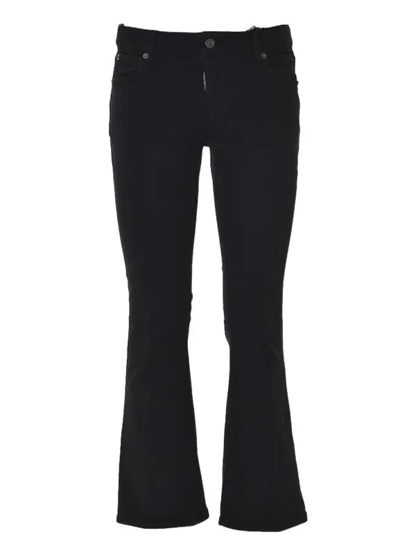 Dsquared2 Logo Patch Bootcut Cropped Trousers - Black