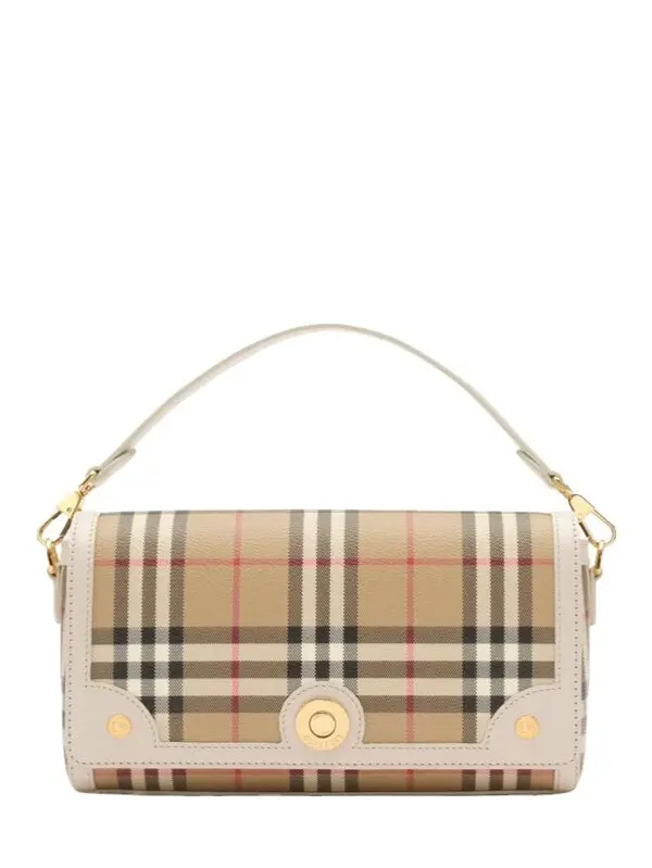 Burberry Check Printed Top Handle Note Bag - Nude