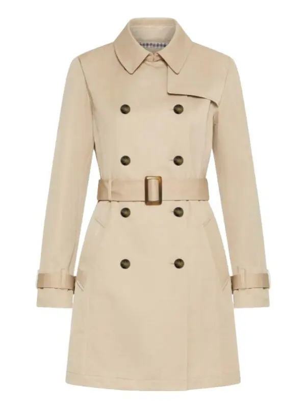 Marella Double-breasted Technical Cotton Trench Coat - Nude