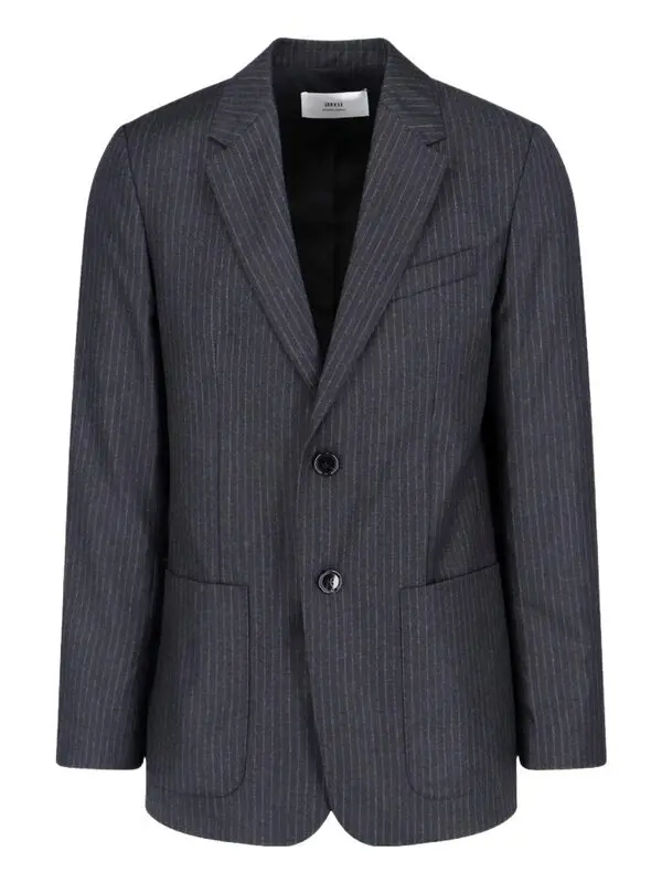 Ami Pinstriped Single-breasted Tailored Blazer - Black