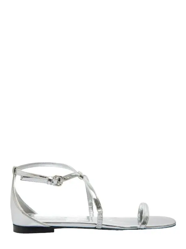 Alexander McQueen Strappy Metallic Sandals - Gray