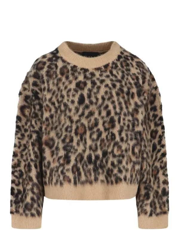 NILI LOTAN Leopard Print Brushed Sweater - Brown