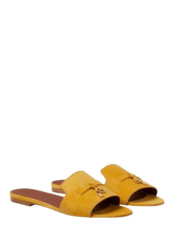 Loro Piana Round Toe Suede Slippers - Saffron Tea