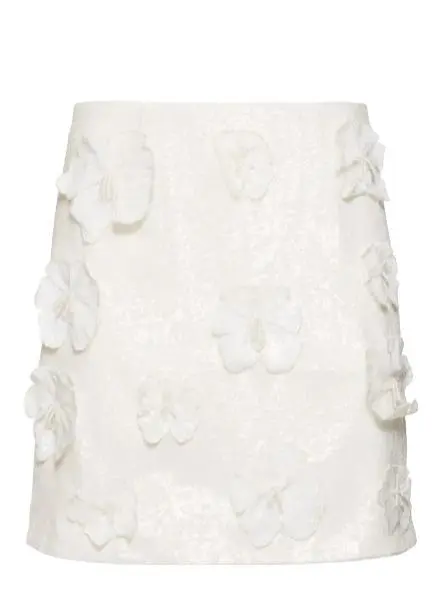 ROTATE BY BIRGER CHRISTENSEN Saje Sequined Flower Trim Mini Skirt - White