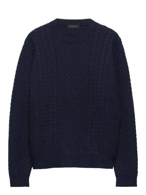 Prada Cable Knit Wool Sweater - Blue