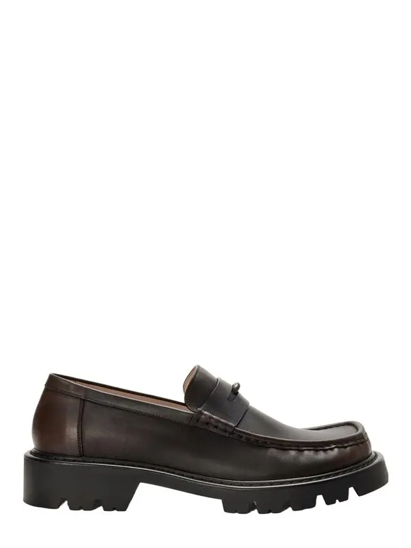 Loewe Sierra Square Toe Loafers - Dark Brown