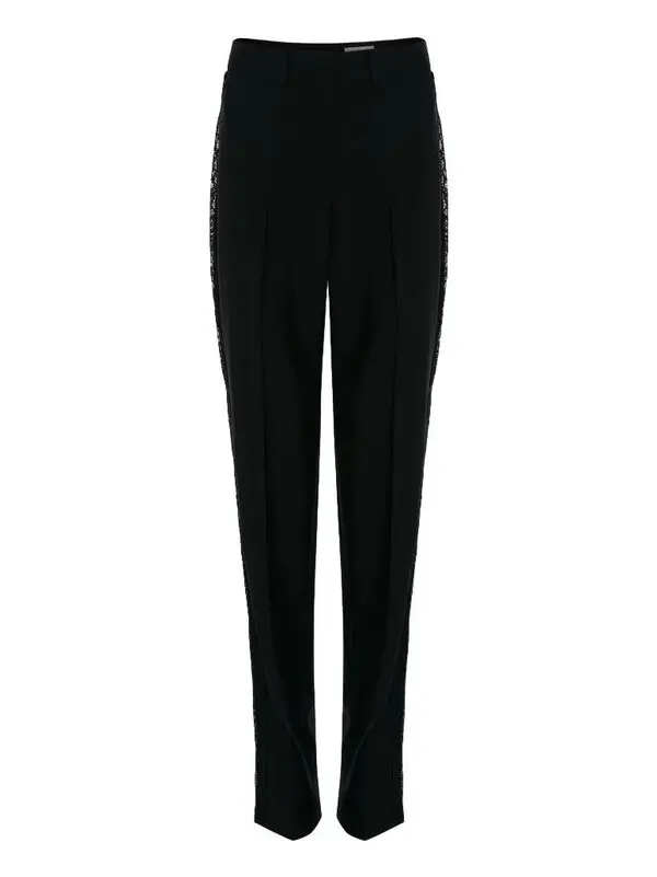 Alexander McQueen High-waist Tailored Trousers With Lace Detail - Black
