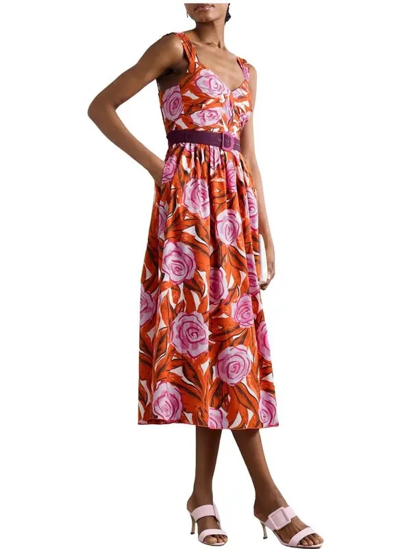 Diane Von Furstenberg Floral Print Sleeveless Midi Dress - Multicolor