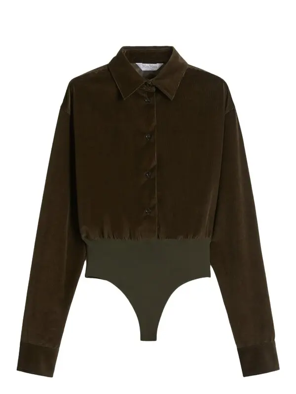 Max Mara Velvet Bodysuit Shirt - Moss Green