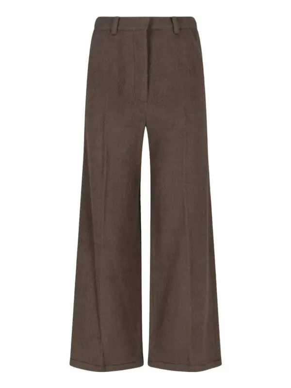 LOW CLASSIC Pleated Wide-leg Trousers - Brown
