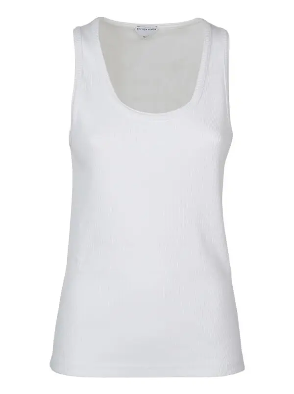 Bottega Veneta Crewneck Ribbed Tank Top - White