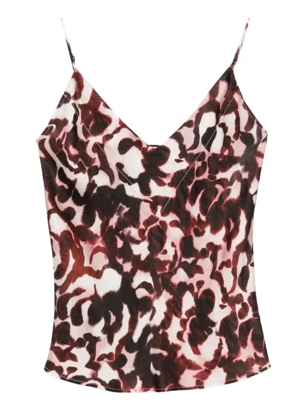 FORTE_FORTE Sleeveless V-neck Graphic Print Top - Purple/white