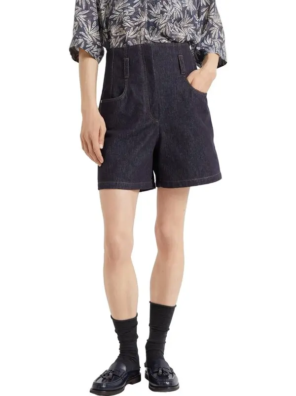 Brunello Cucinelli High-waisted Denim Shorts - Blue