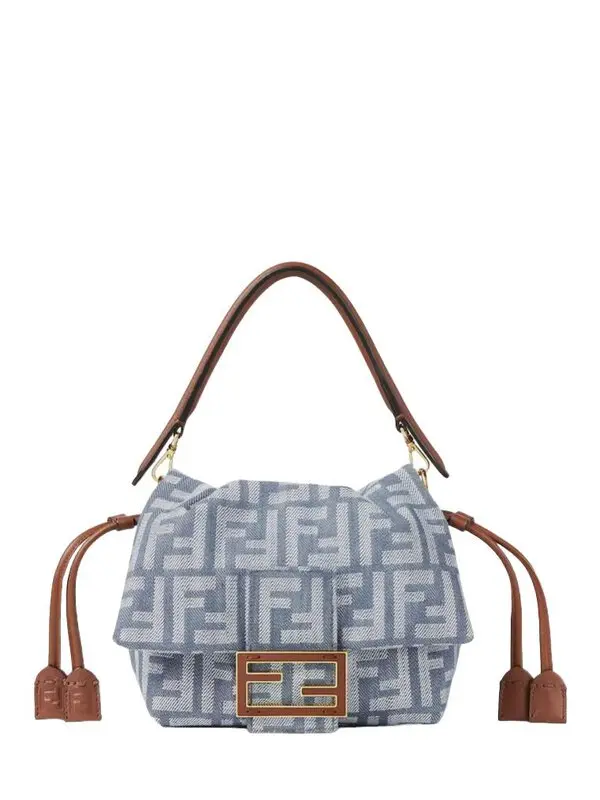 Fendi Mamma Baguette Ff Jacquard Small Shoulder Bag - Blue