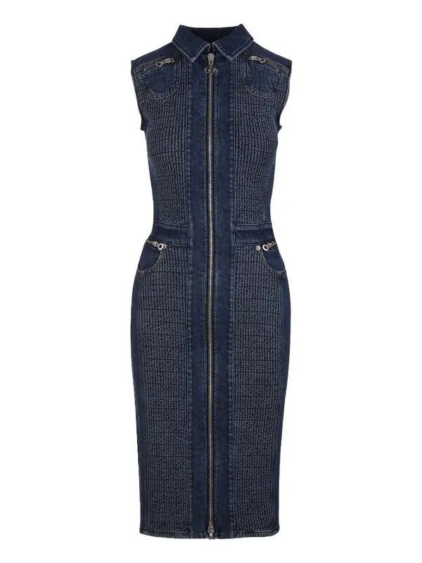 DIESEL® Sleeveless Smocked Denim Dress - Blue