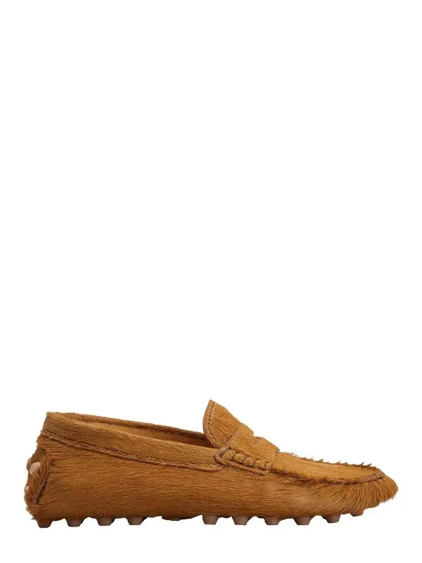 TOD'S Gommino Slip-on Loafers With Horizontal Strips And Letter Prints - Brown