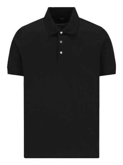 Fendi Ff Embossed Short Sleeved Polo Shirt - Black