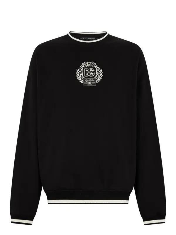 Dolce & Gabbana Logo Detail Ribbed Knit Sweater - Black
