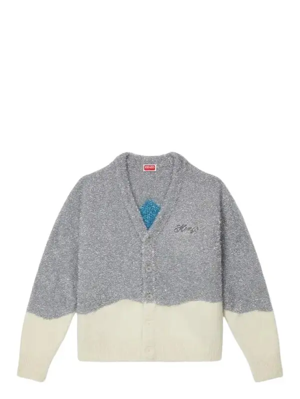 Kenzo Winter Holidays' Tinsel Cardigan In Mixed Wool - Silver