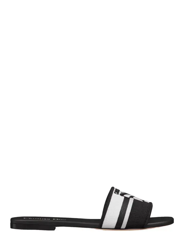 Dior Dway Slide Sandals With Embroidered Butterfly Motif - Black/white
