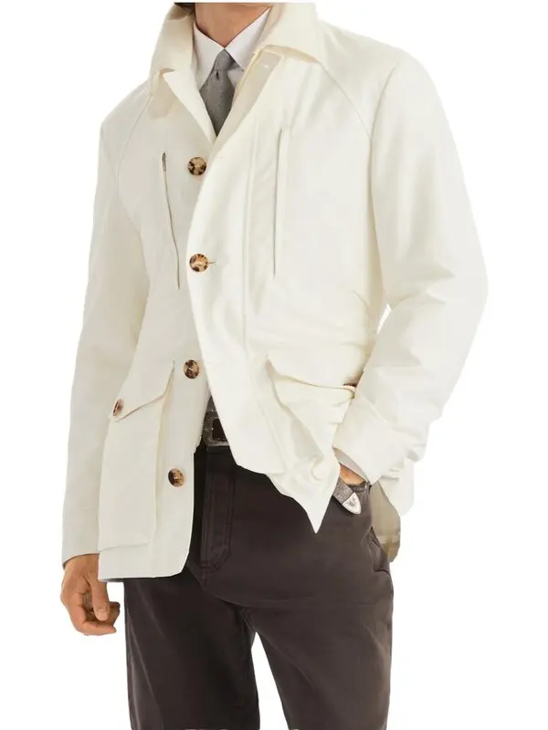 Brunello Cucinelli Water-resistant Gabardine Belted Parka - Off-white