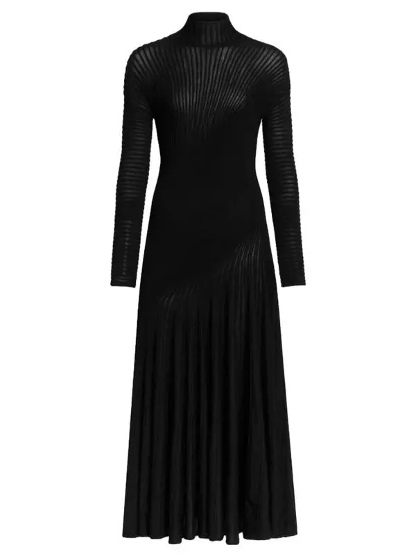 Alaïa Twisted Wool Knit Midi Dress - Black