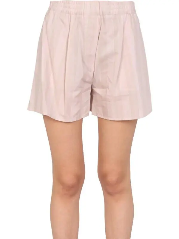 Off-White Striped High Waist Shorts - Nude