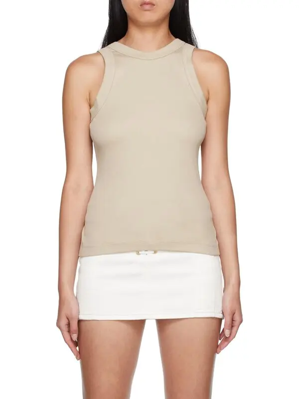 DION LEE Ribbed Cotton Racerback Vest - Nude