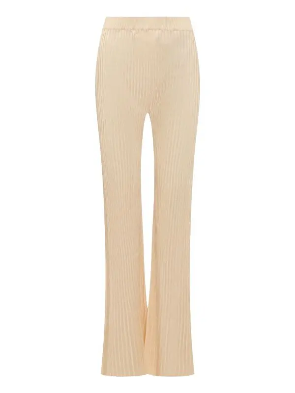 JIL SANDER High-waisted Ribbed Knit Trousers - Nude