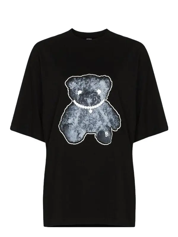 We11Done Teddy Bear-print Cotton T-shirt - Black