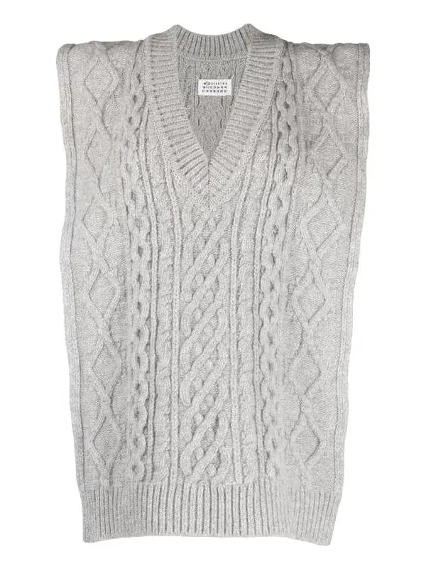 MAISON MARGIELA Cable-knitted Vest - Gray