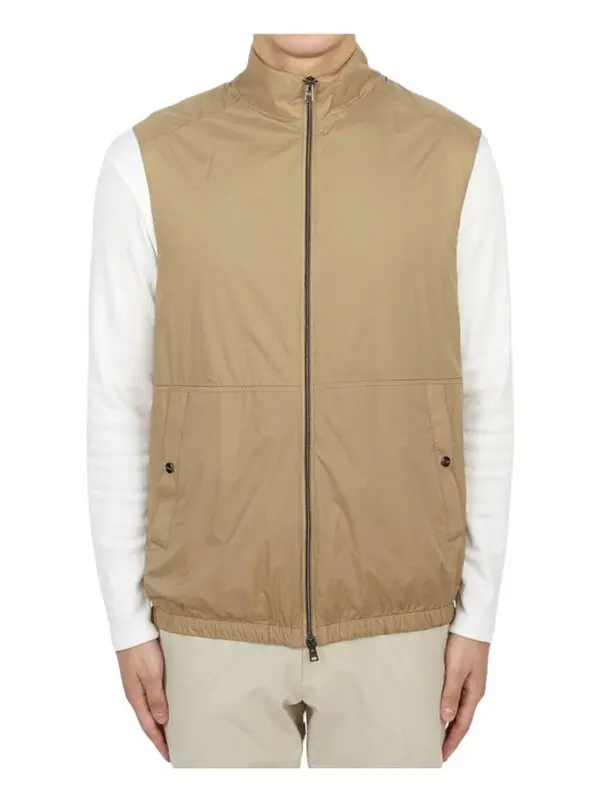 Herno Stand Collar Zippered Vest - Nude