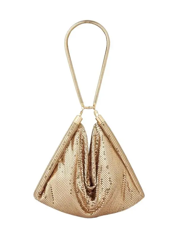 Rabanne Pixel Tube Metallic Shoulder Bag - Nude