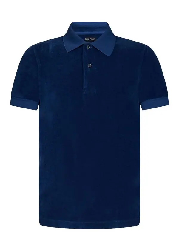 TOM FORD Towelling Short-sleeved Slim-fit Polo Shirt - Blue