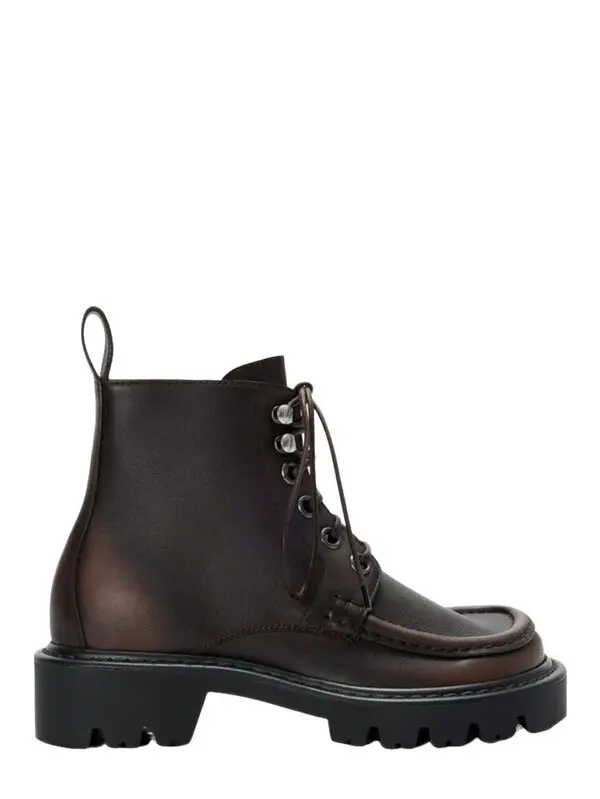 Loewe Lace-up Zip-fastening Boots With Lug Sole - Dark Brown