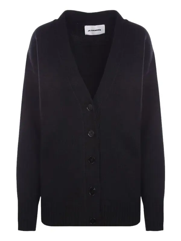 JIL SANDER V-neck Knitted Cardigan - Black