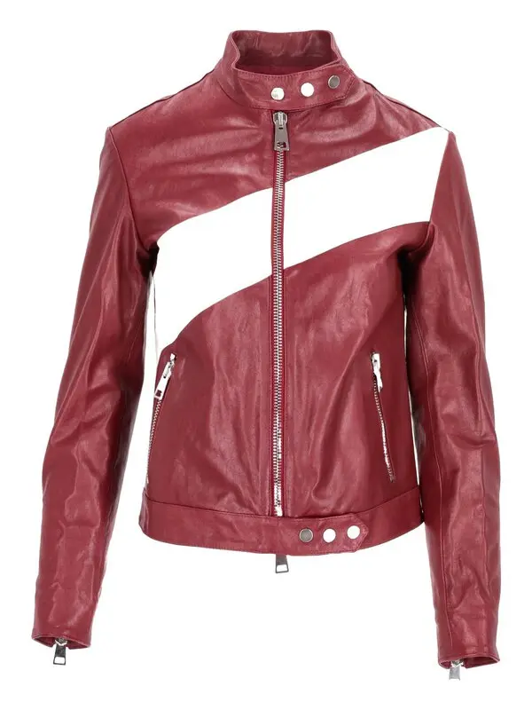 Lela Rose Leather Zip-up Jacket - Bordeaux Red