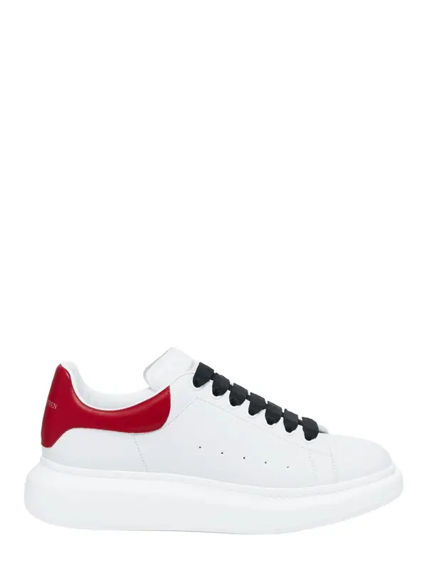 Alexander McQueen Oversized Lace-up Sneakers With Logo Heel Counter - Off-white/red