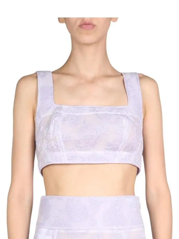 JIL SANDER Paisley Print Sleeveless Cropped Top - Nude