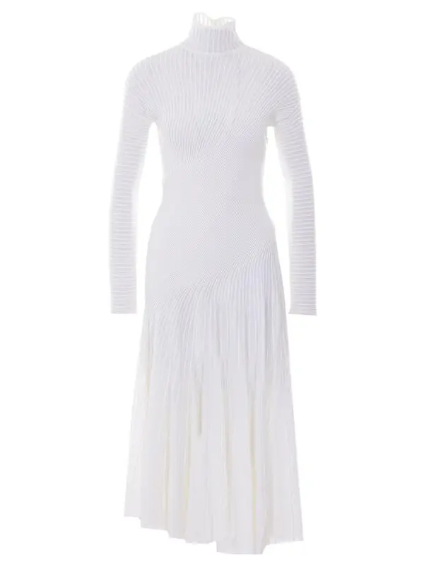 Alaïa Twisted Long Sleeve High Neck Dress - White