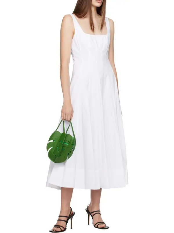 Staud Wells Pleated Long Dress - White