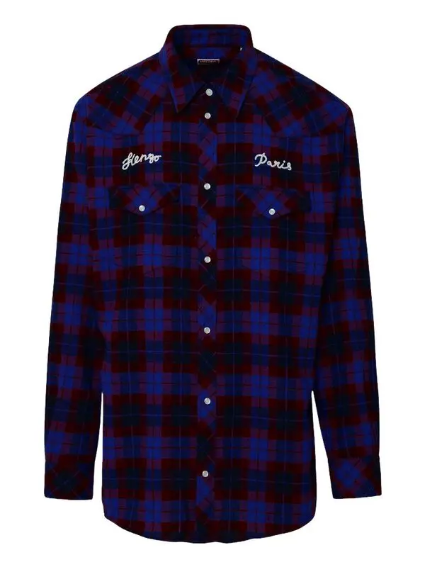 Kenzo Long Sleeved Checked Shirt - Black