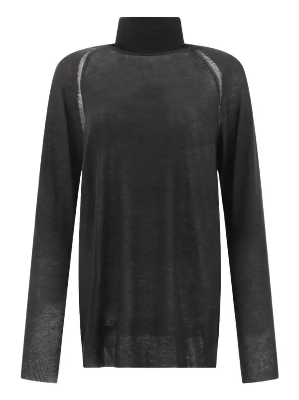 ANN DEMEULEMEESTER Distressed Turtleneck Jumper - Black