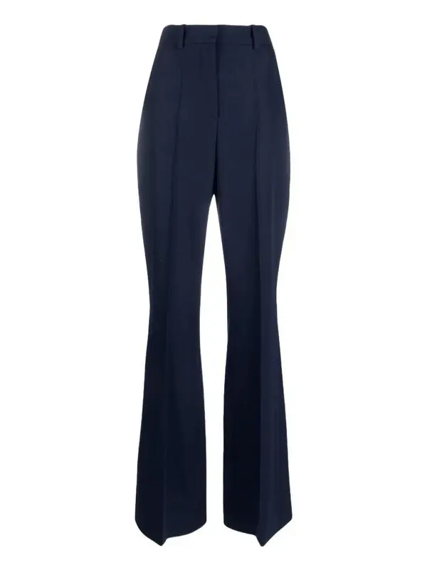 Balmain High Waisted Flared Trousers With Leg Crease And Belt Ring - Black