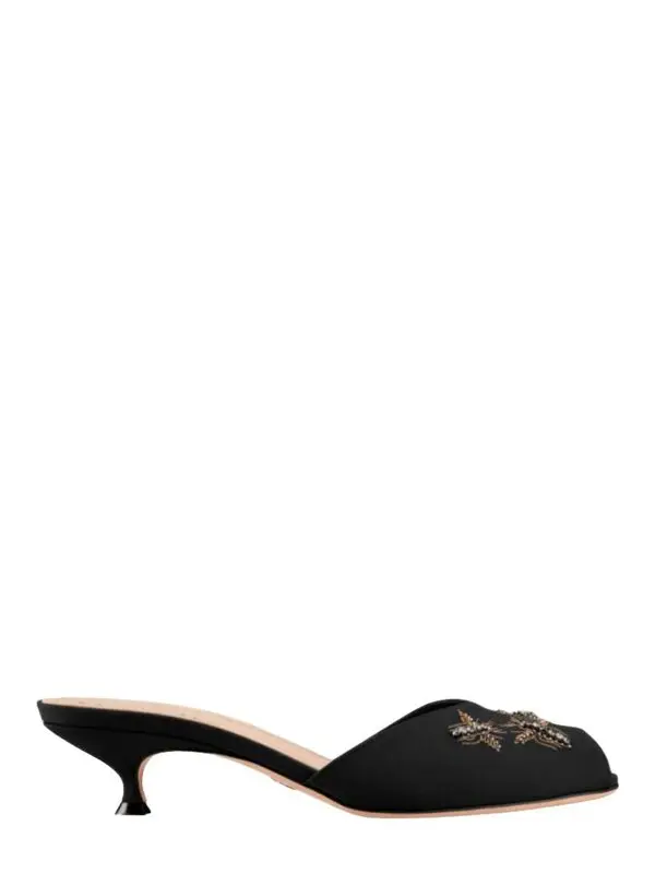 Dior D-dream Embellished Heeled Slide Sandals - Black