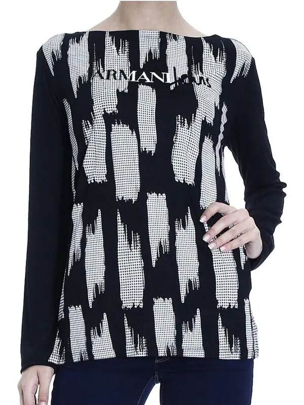 Emporio Armani Logo Details" Long Sleeve T-shirt - Black