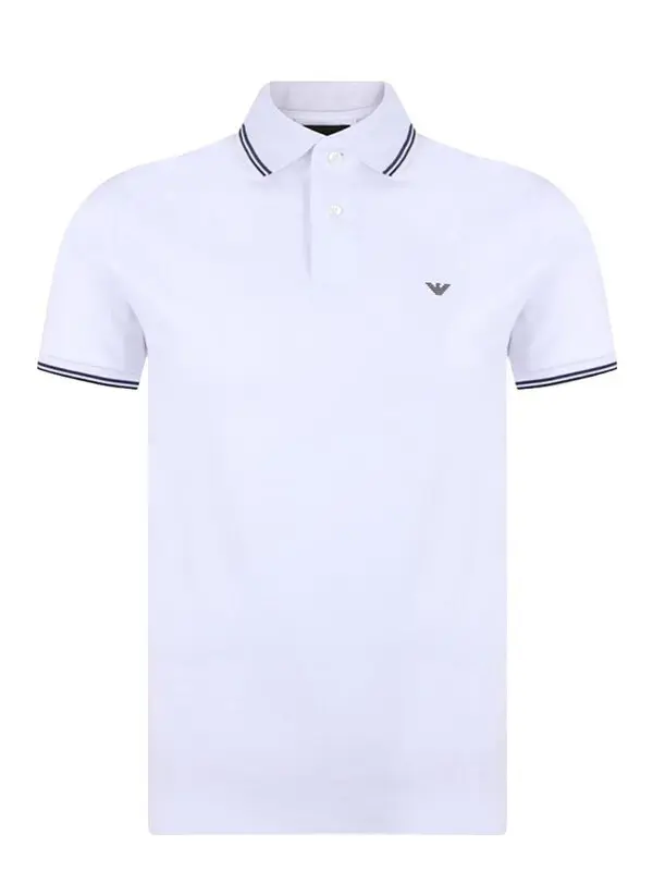 Emporio Armani Logo Lapel Polo Shirt - White