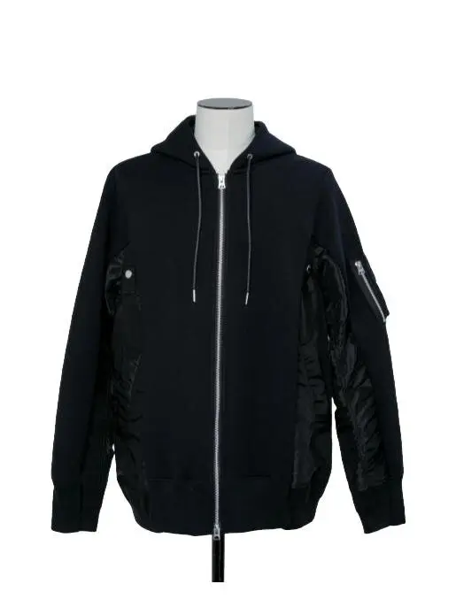 Sacai Sponge Sweat X Nylon Twill Hoodie - Black