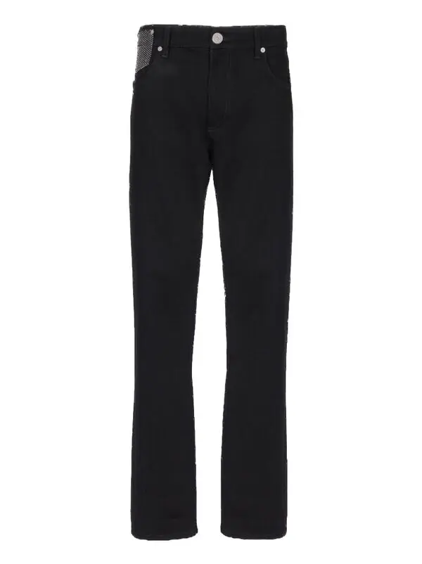 Balmain Embellished Straight Leg Jeans - Black