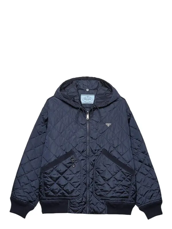 Prada Quilted Hooded Zip-up Jacket - Royal Blue